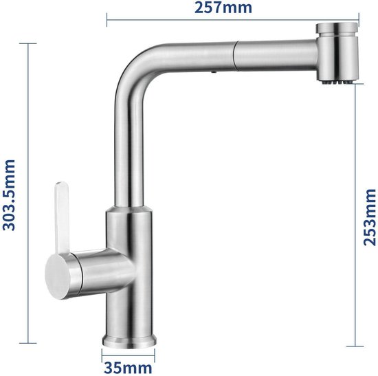 CECIPA max Keukenkraan Met Uittrekbare Uitloop - 360° draaibare keukenkraan -... | bol