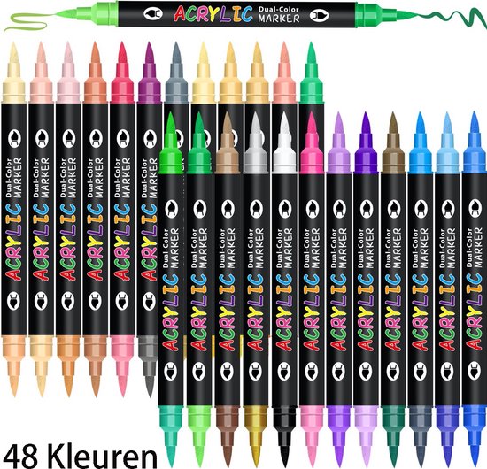 Meedeer Acryl Marker Verfstiften（48 Kleuren）- voor Stenen -acrylstiften ...