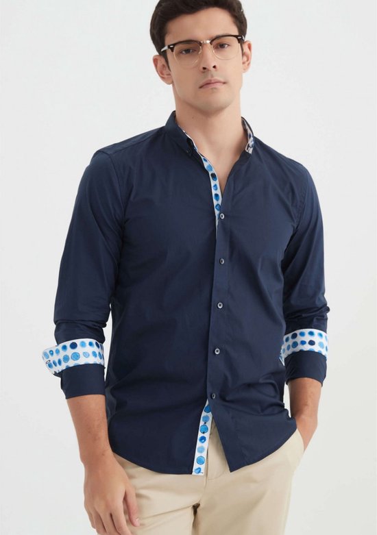 Heren overhemd katoen 100% met stretch- Lange Mouwen - Regular fit ...