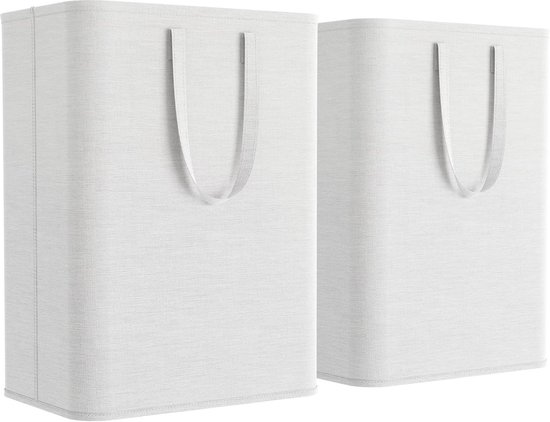 Set van 2 opvouwbare wasmanden - 80L - verlengde handgrepen - stoffen ...