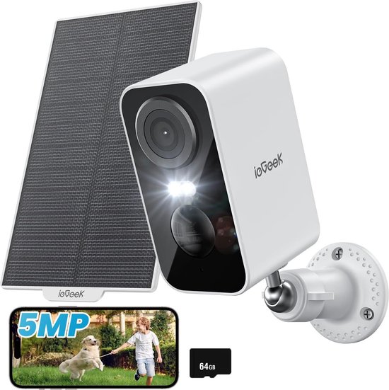 ieGeek 5MP Solar Beveiligingscamera met Zonnepaneel, Batterij IP-camera ...