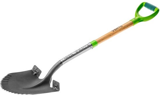 Schep / Spade T-REX verharde kartel. Houten steel. Rond blad. | bol
