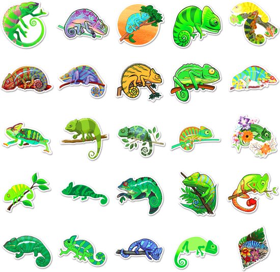 Kameleon Stickers - 50 Kleurrijke Stickers voor Laptop, Journal ...
