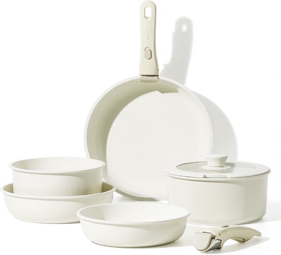 Pannenset - Potten en 9-delige Pannen Set met afneembaar handvat - Non ...
