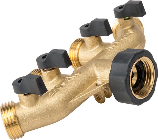 Waterverdeler - 4-weg - Voor Europese buitenkranen - Messing - Y Stuk Kraan - Goud -... | bol