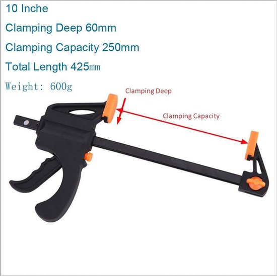 10 inch (25 cm) F-klemmen Set - Quick Grip en Ratchet Release - Houtbewerking DIY Tool... | bol