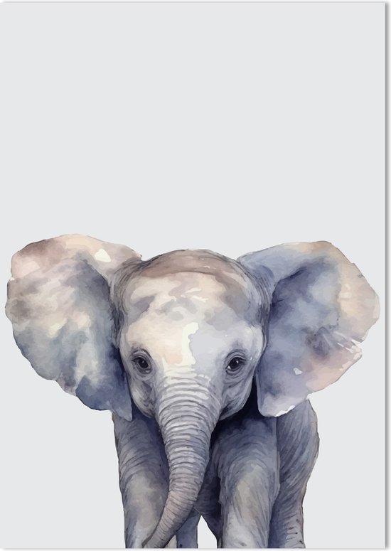 Olifant Poster 70 x 50 cm - Poster Kinderkamer - Dierenposter ...