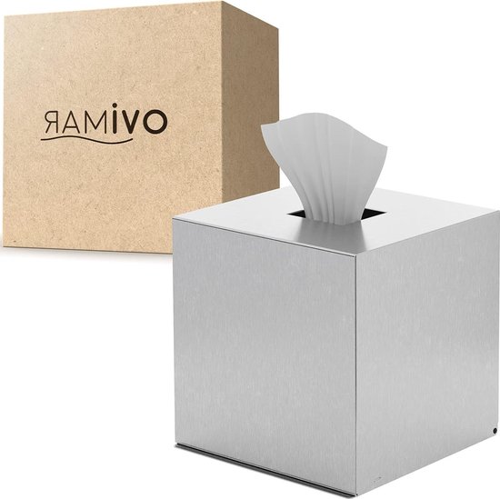 Square Stainless Steel Tissue Box - Perfect for Bathroom or Kitchen ...