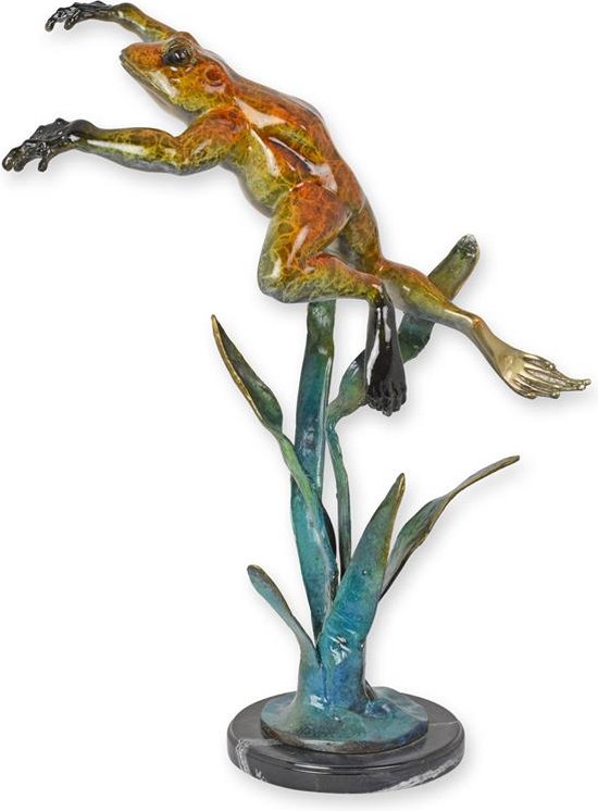 EEN BRONZEN BEELD VAN EEN SPRINGENDE KIKKER | bol