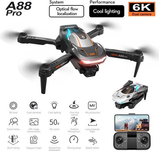 A88 Drone met camera - Drone met Camera voor Buiten/Binnen - Mini Drone - Drone voor... | bol