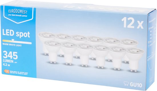 Eurodomest LED spot GU10 345 lumen - 12 pack | bol