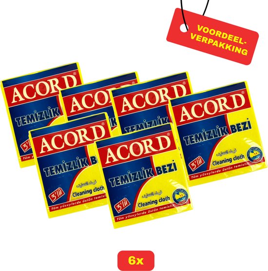 6 x Acord Poetsdoek 35x38cm 6 X 3 stuks - Geel - Voordeelverpakking | bol