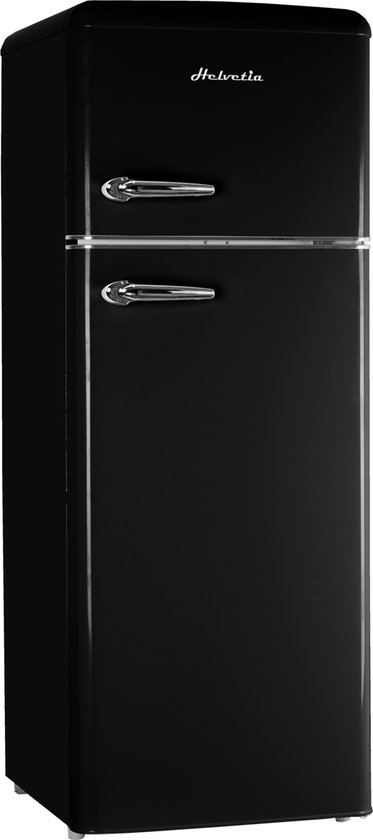 Helvetia Retro koelkast koelvriescombinatie - Zwart - 144 cm hoog - 206 ...