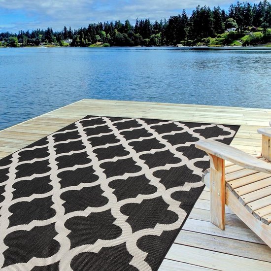 Outdoor Tapijt zwart - Weerbestendig UV-bestendig - Duurzaam vloerkleed ...