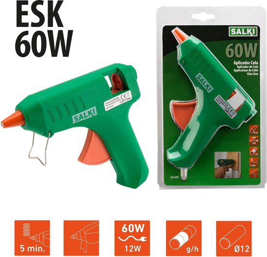 Salki 60W lijm pistool met houder inclusief 2 lijmsticks | bol