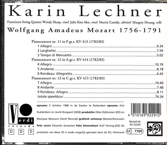 Karin Lechner - Mozart Pianoconcert No. 11,12 & 13, Karin Lechner ...