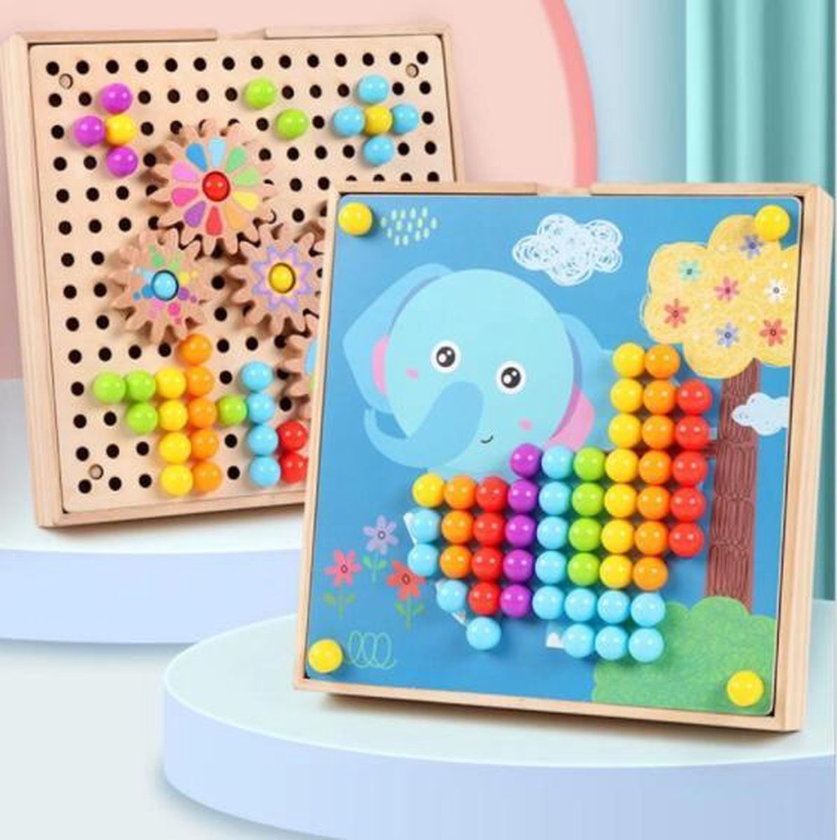 B-Joy Kinderpuzzel Insteek Mozaïek set Mozaïekbord Pinnetjes Speelgoed ...