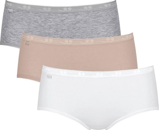 Sloggi - sloggi Basic+ Midi C3P - WHITE - LIGHT COMBINATION - Vrouwen - Maat 46 | bol.com