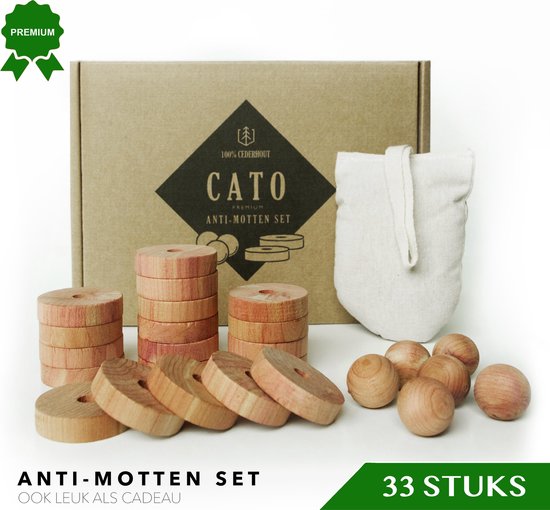 CATO anti-motten set - 33 stuks - premium ceder houten ringen en ballen ...