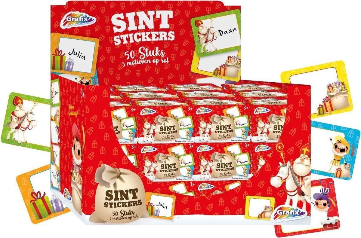 100x Sinterklaas cadeau stickers op rol - Kado naamstickers Sint thema ...