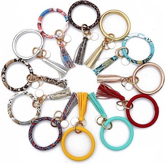 Sleutelhangers | Sleutelhanger Ring Luipaardprint Zwart-Wit-Grijs | Tashanger | bol