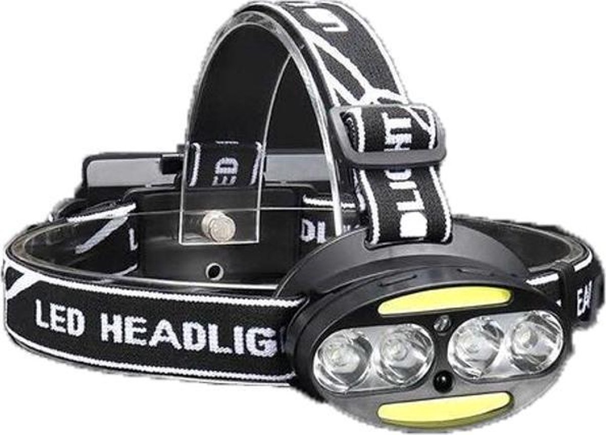 Krachtige LED Hoofdlamp met aan/uit-sensor en 4 Lampen| 3500 Lumen | 800 Meter Bereik... | bol.com