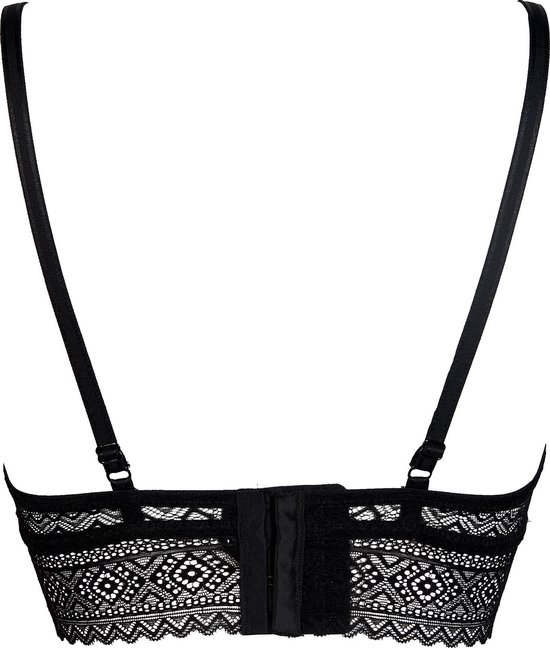 Longline padded wire bra Graphical lace - Zwart - Maat 75C | bol