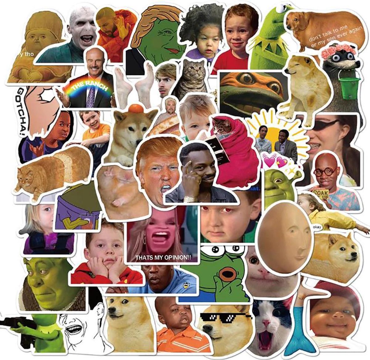 Meme stickers - 50 stuks - Grappige sticker mix met de bekendste memes ...