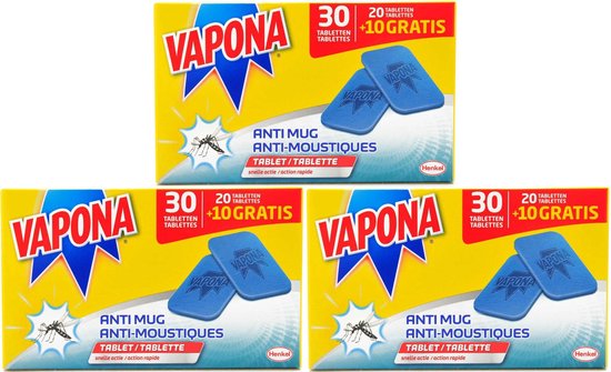 Vapona - Anti-Mug Navultabletten - 3 x 30 (90) stuks ...