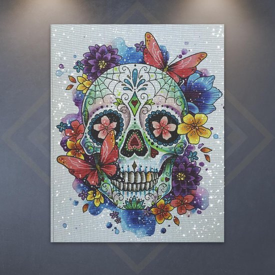 Glimb® | Diamond Painting Pakket HQ | Fleurige Schedel | 40X50 CM ...