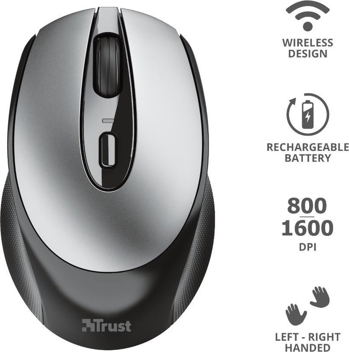 Trust Zaya - Draadloze Muis - Oplaadbaar - Voor Thuiswerken – Zwart ...