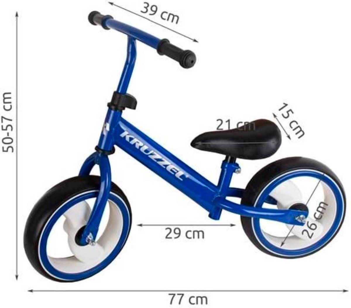 Loopfiets Blauw, Loopfiets, Fietstrainer 12inch met Foam Wielen en LED ...