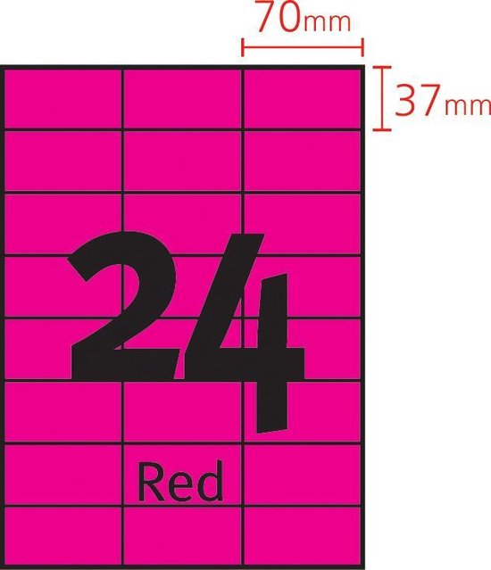 Printec Fluoriscerend Neon Roze Etiketten - 10 Vel - 70x37mm - 24 ...