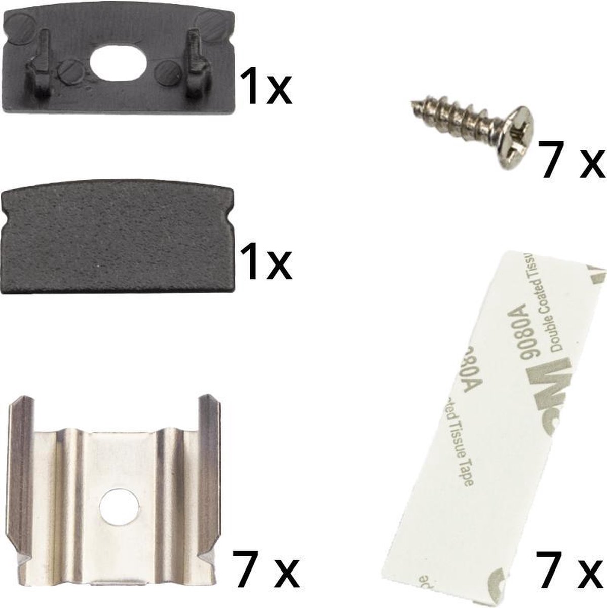 4 meter aluminium led strip profiel opbouw - Zwart - 7 mm hoog - Slim ...