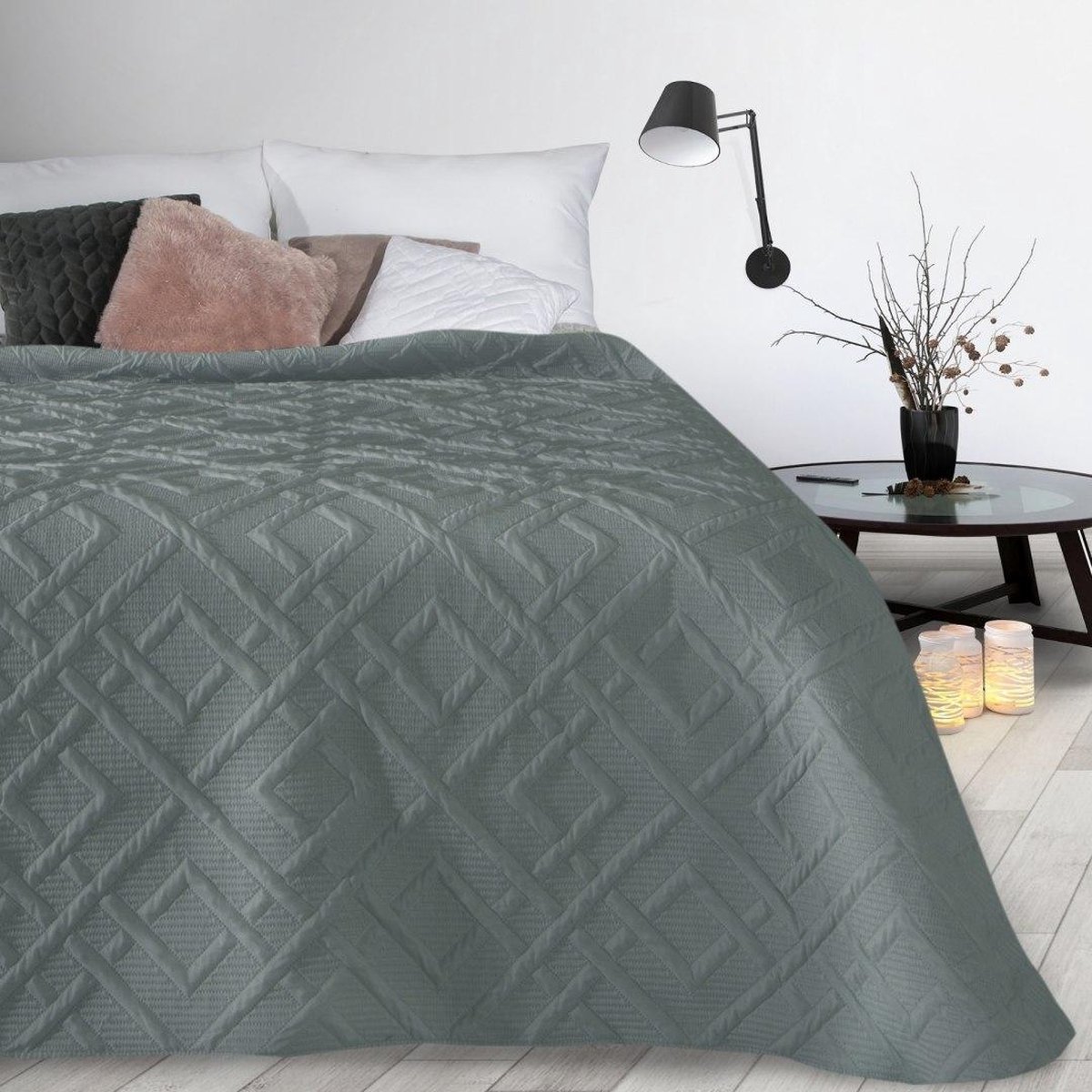 Luxe bed_Beddensprei_brulo_sprei_220X240 cm_staal-grijs | bol