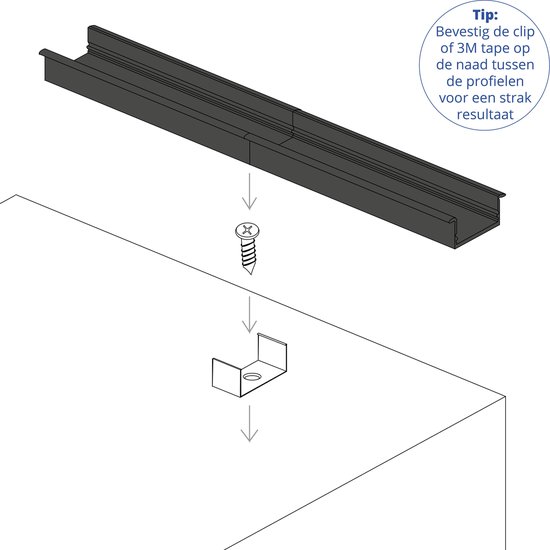 3 meter led strip profiel zwart - Inbouw - Slim Line - 7 mm hoog ...