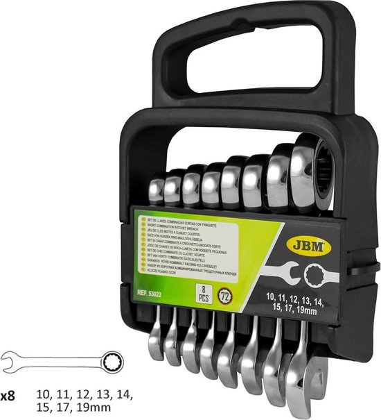 JBM Tools | Steek / Ring Ratelsleutelset | 8 Delig | Combi Sleutels met ...