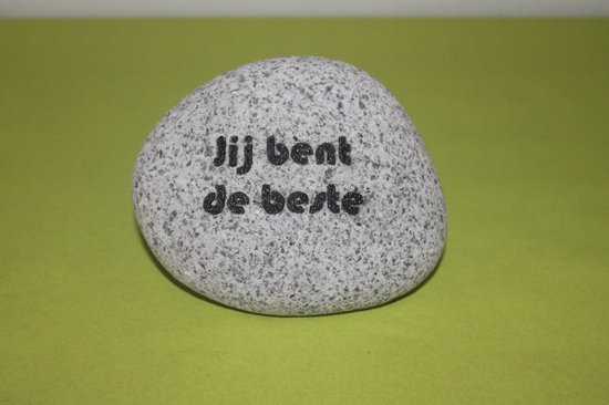 Decoratief Beeld - Gegraveerde Kei - Natuursteen - Nstone - Grijs - 18 ...