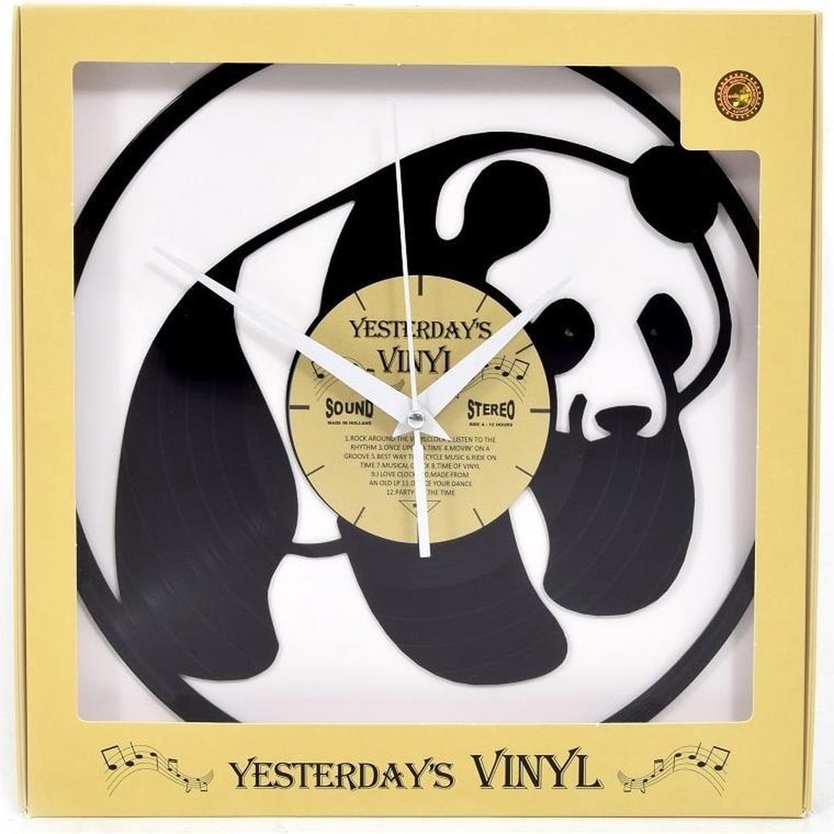 Lp klok met panda - Vinyl - Wandklok - Met geschenkverpakking ...