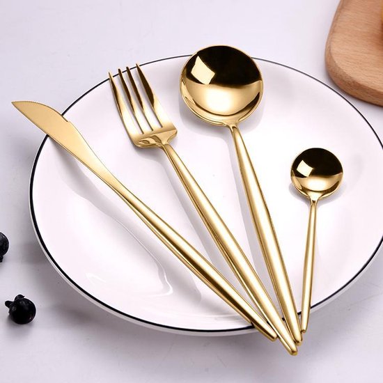 Timmers Trading© Bestekset 6 persoons - Gouden bestek - Bestekset goud ...