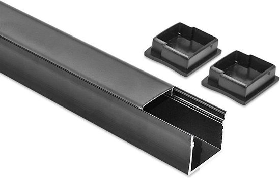 Aluminium led strip profiel zwart opbouw 2M - breed en hoog - compleet ...