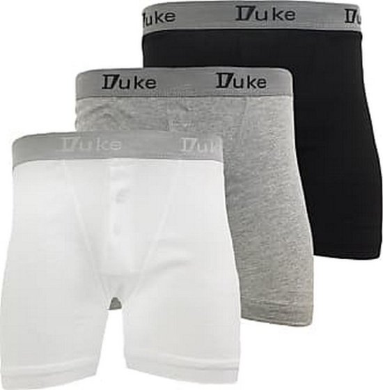 Duke London Mens Driver Boxer Shorts (Pack Of 3) (Zwart/Wit/Grijs) | bol