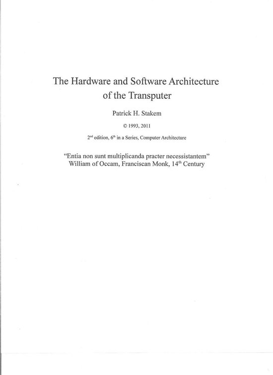 Com[puter Architecture - The Hardware and Software Architecture of the Transputer... | bol