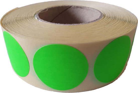 Blanco etiketten op rol - 25 mm rond - groen radiant | bol