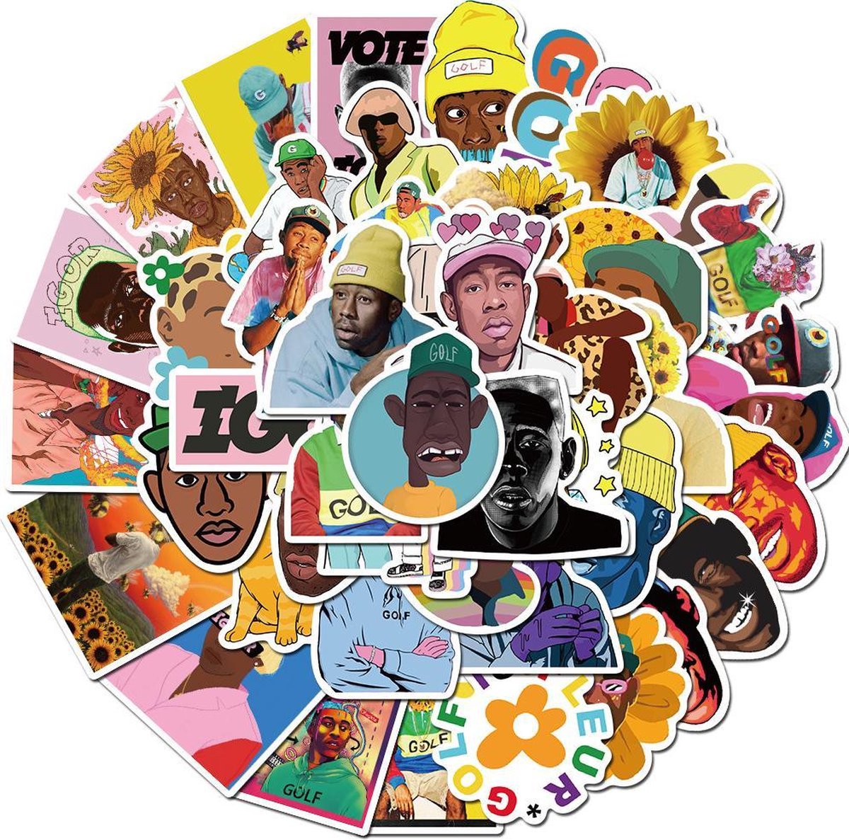 Tyler the Creator stickers - Mix met 50 verschillende afbeeldingen ...