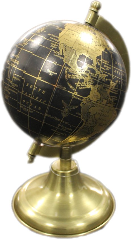 Wereldbol mini goud-zwart 7,5x12 cm | bol.com