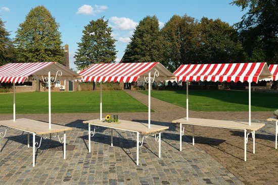 Marktkraam France | 2 meter | Wit gepoedercoat – Met kartelrand | Rood ...