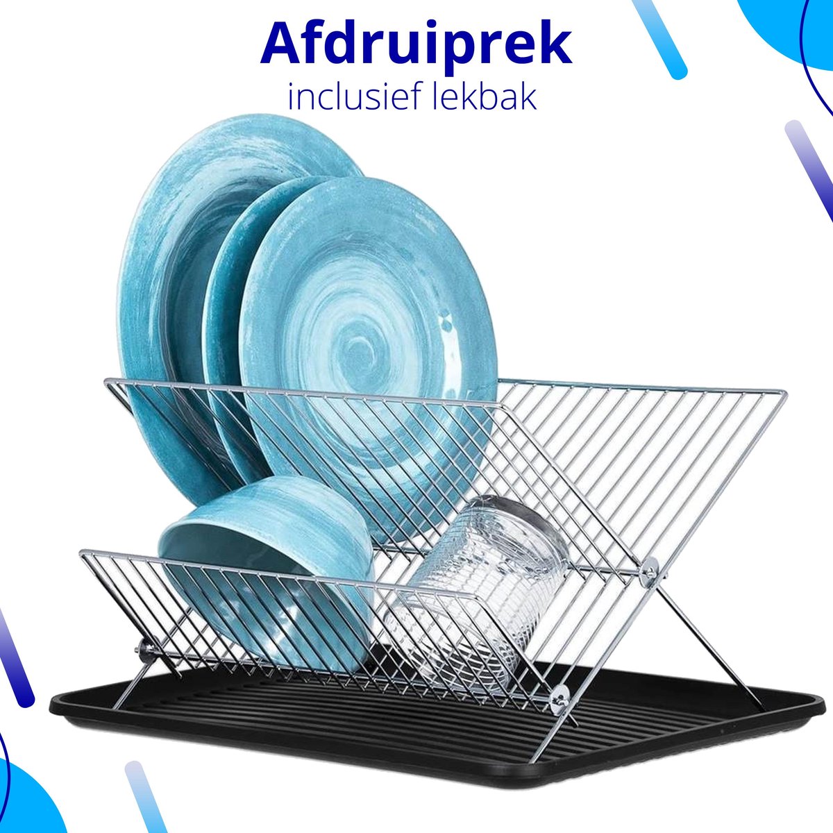 Afdruiprek met Lekbak - Rvs - Afwas - Afwasrek - Dish Drainer - Keuken ...