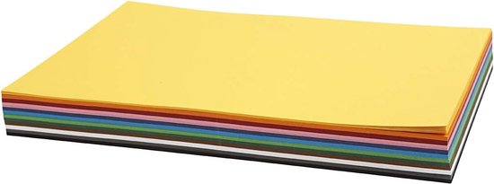 Gekleurd karton, A4, vel 210x297 mm, 180 gr, diverse kleuren, 12x10 vel ...