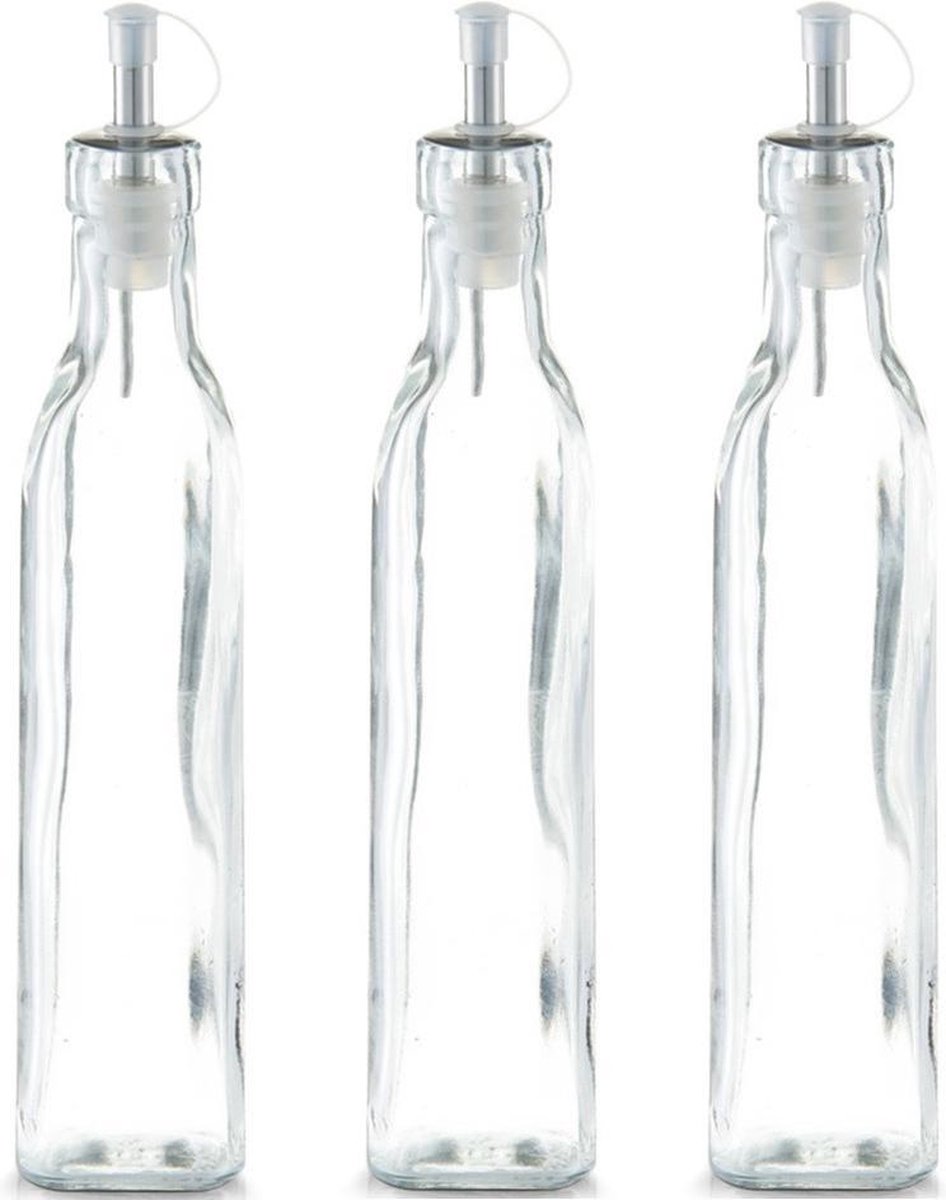4x Glazen azijn/olie flessen met schenktuit 270 ml - Zeller - Keuken ...